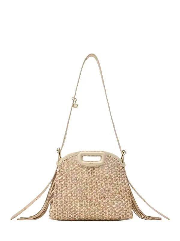 Maje Fringed Crochet-knit Mini Bag - Neutrals