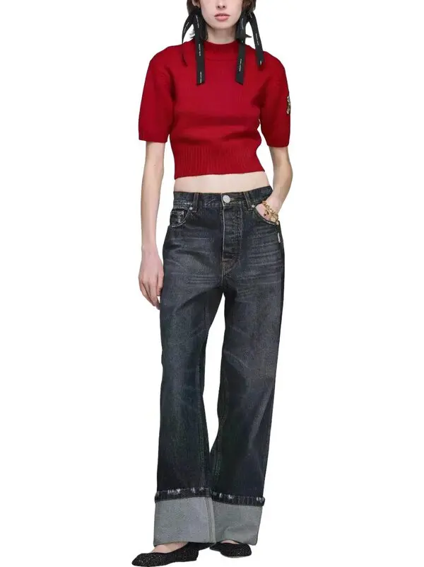Marc Jacobs Cropped Mock Neck Sweater - Red