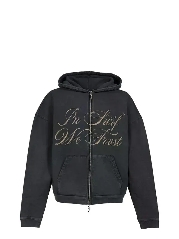 JUN/NAKAYAMA Graphic Print Zip-up Hoodie - Black