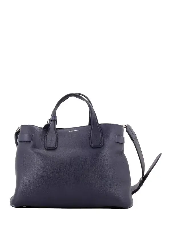 Burberry Banner Leather Medium Tote Bag - Blue