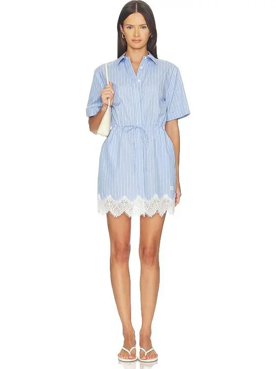 Simkhai Calder Cotton Lace Mini Dress - Oxford Blue Stripe