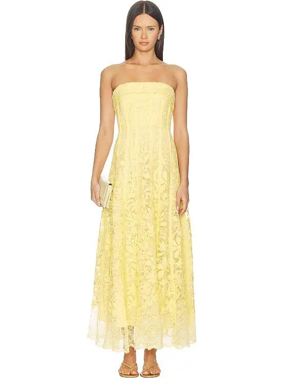 Simkhai Imogen Cotton Lace Bustier Midi Dress - Buttercream