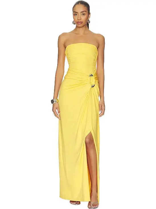 Simkhai Yellow Strapless Gown - Mango