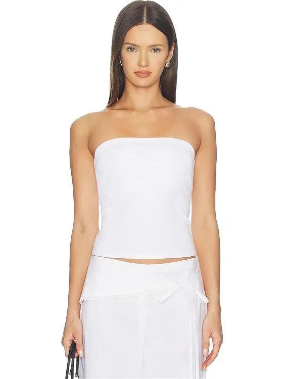 Enza Costa Cotton Rib Bandeau Top - White