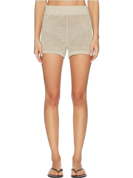 Enza Costa Linen Open Knit Short - Oatmeal