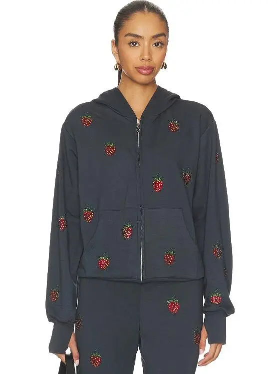 Lauren Moshi Embellished Zip-up Hoodie - Onyx