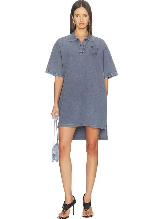 Alexander Wang Oversized High Low Polo Mini Dress - Washed Navy