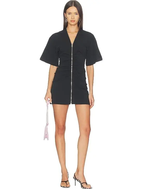 Alexander Wang Gathered T-shirt Dress With Zipper - Black