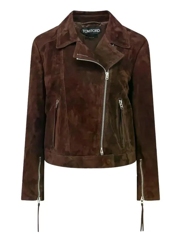 TOM FORD Suede Biker Jacket - Brown