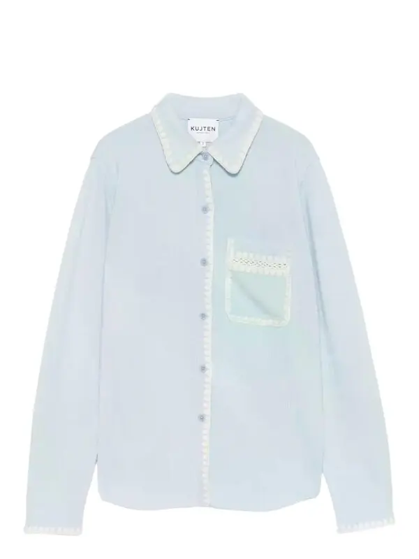 KUJTEN Amina Embroidered Trim Cardigan - Blue