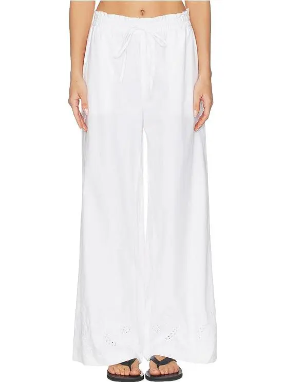 Rag & Bone Marin Embroidered Wide Leg Pants - White