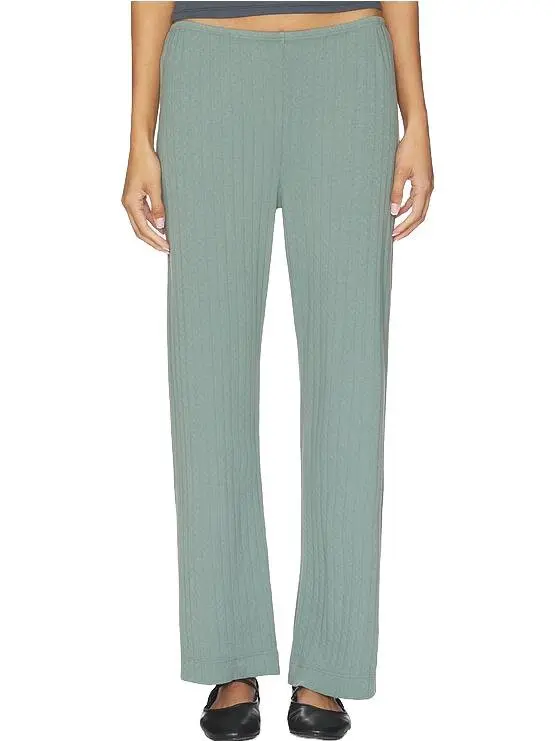 Donni. Pointelle Simple Crop Pant - Sage