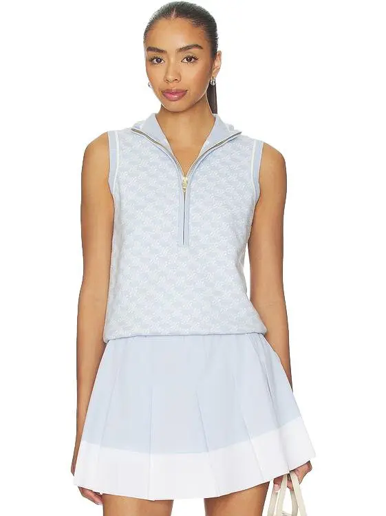 Varley Vincent Half Zip Knit Top - Xenon Blue & White