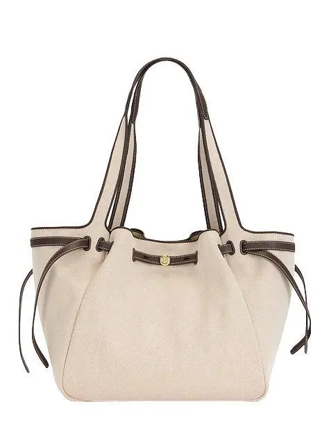 Tory Burch Romy Canvas Tote - Dusty Almond & Bianco White