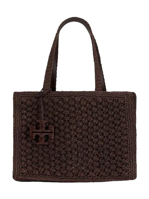 Tory Burch Ella Hand Crocheted Popcorn Stitch Tote Bag - Dark Cocoa