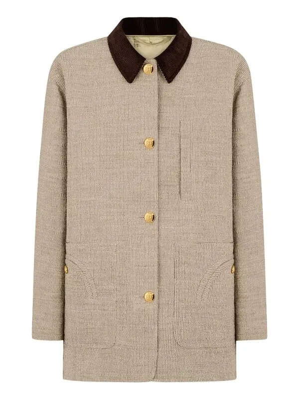 BLAZÉ MILANO Sandy-beige Cotton Jacquard Clela Jacket - Sand