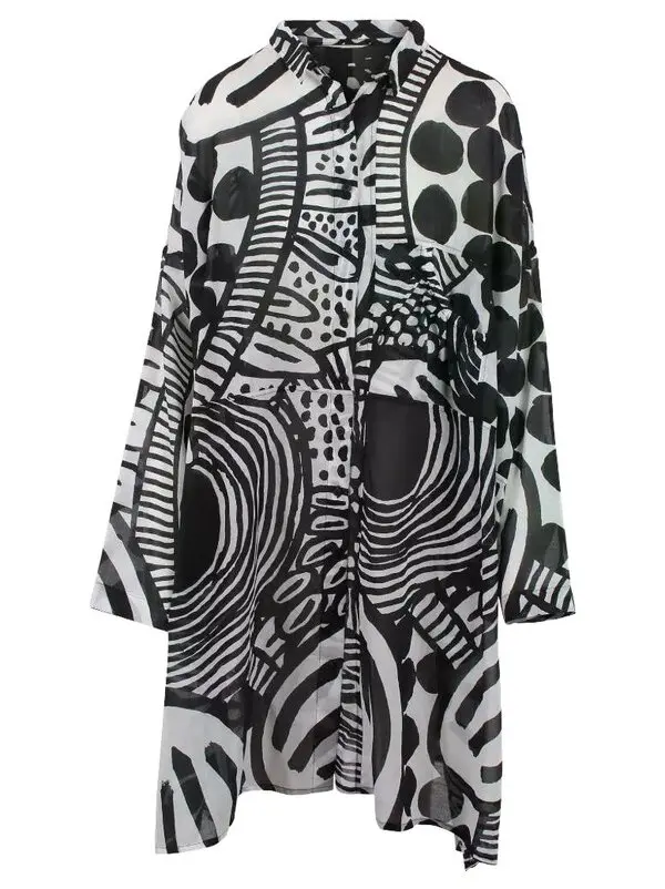 Black Label Abstract Print Shirt Dress - Black