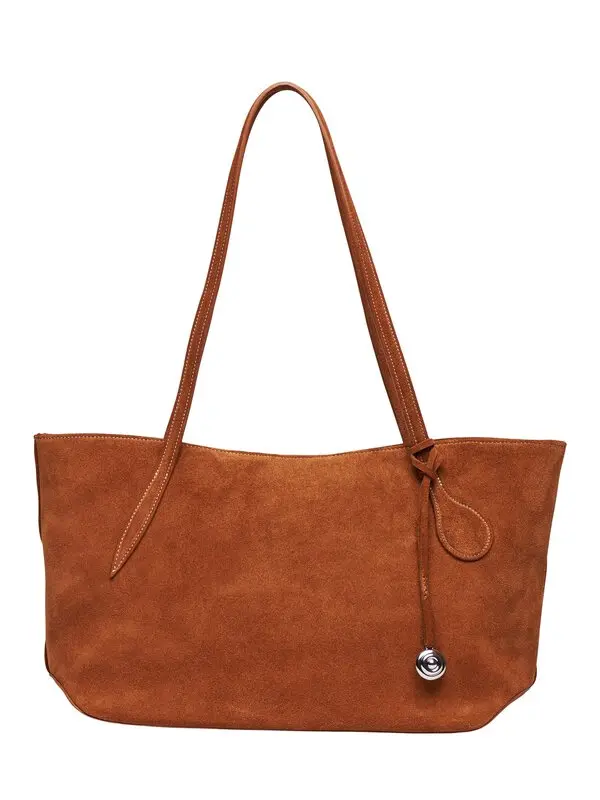 LIFFNER Midi Sprout Tote In Suede - Saddle Brown