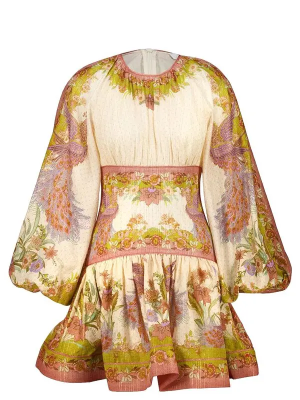 Zimmermann Indra Chartreuse Floral Mini Dress - Multicolour