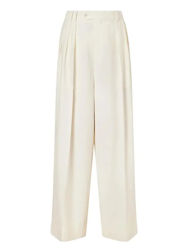 Calvin Klein Alexandra Pleated Wide-leg Wool Pants - Neutrals