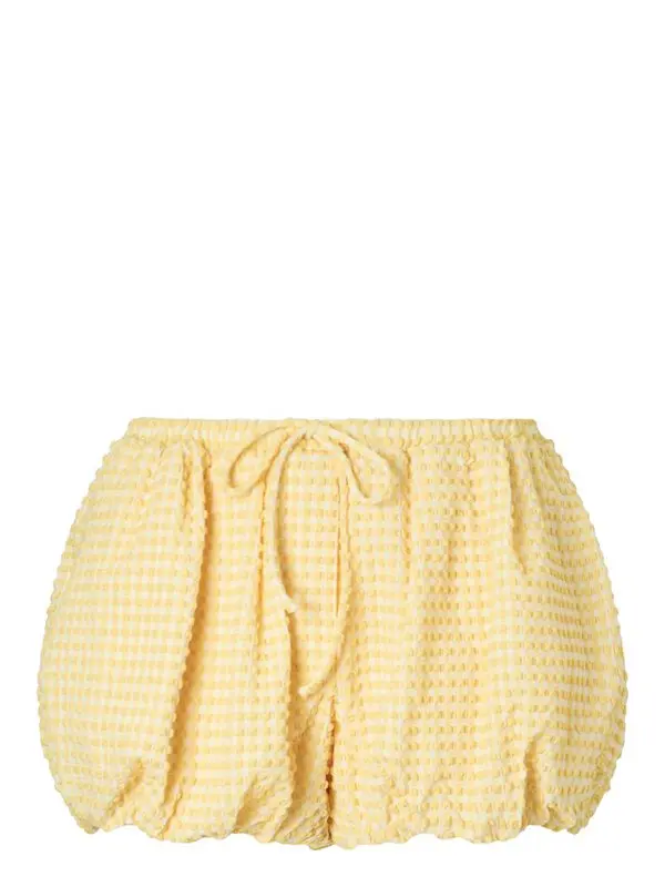 Simkhai Addie Checked Seersucker Bubble Shorts - Orange