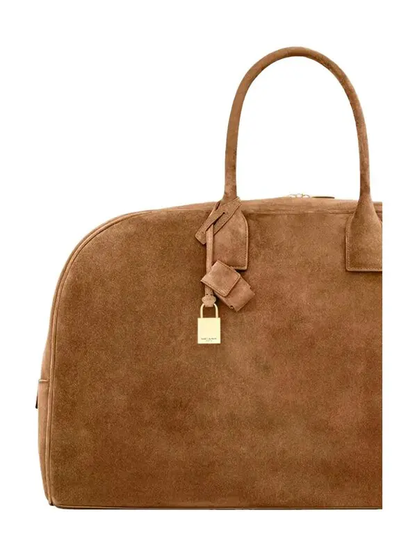 Saint Laurent Suede Bowling Duffle Bag - Brown