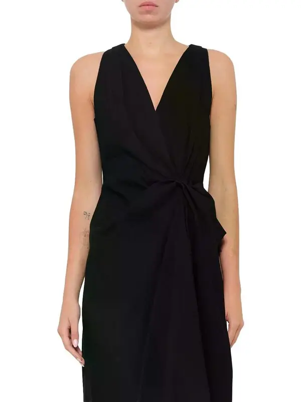 LANVIN V-neck Knot Detail Mini Dress - Black