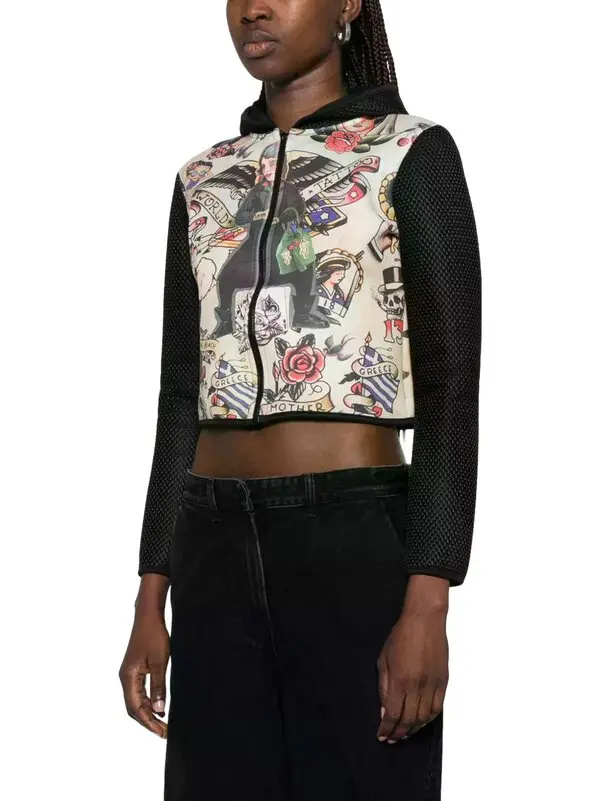 The Artistylist Tattoo-print Cropped Hoodie - Neutrals