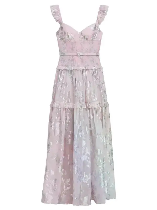 SELF-PORTRAIT Chiffon Ruffled Maxi Dress - Pink
