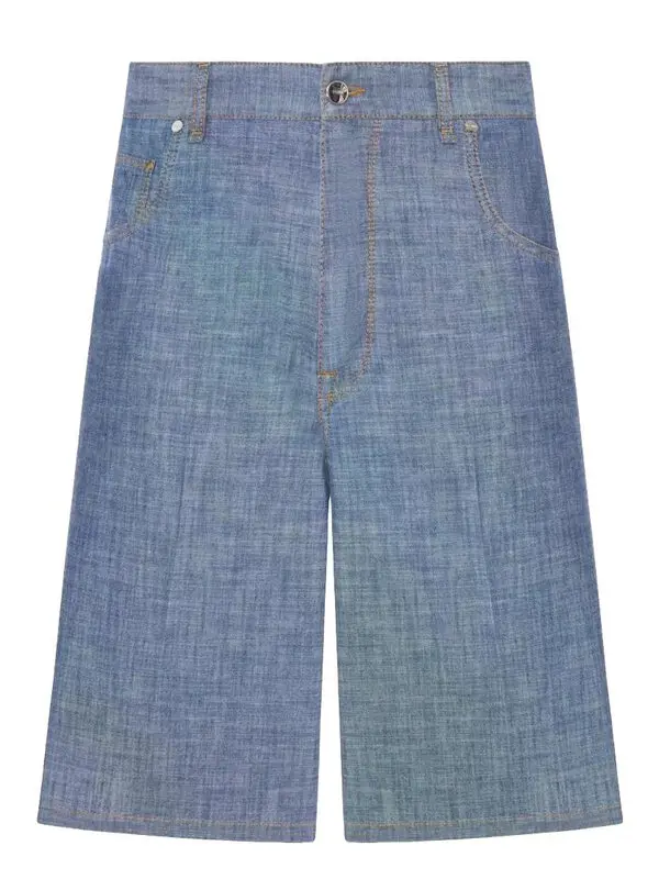 Fendi Contrast Stitch Bermuda Shorts - Blue