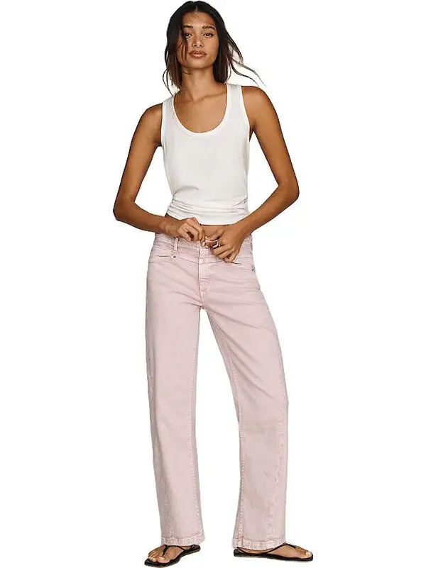 LE JEAN Selena Crop Mid-rise Tapered Jeans - Petal Pink