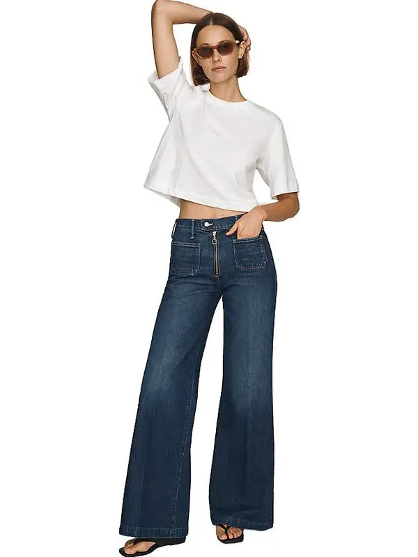MOTHER Patch Pocket Hustler High-rise Wide-leg Jeans - Made In The Shade