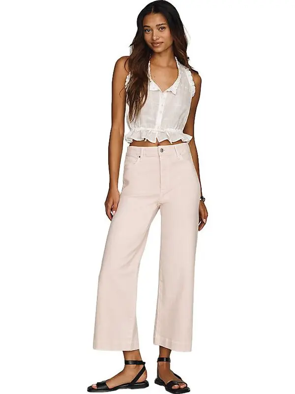 Paige Anessa High-rise Crop Wide-leg Jeans - Pink