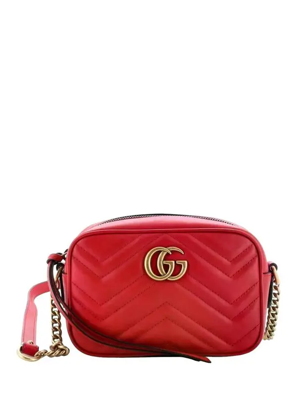 Gucci Matelassé Leather Mini Shoulder Bag - Red