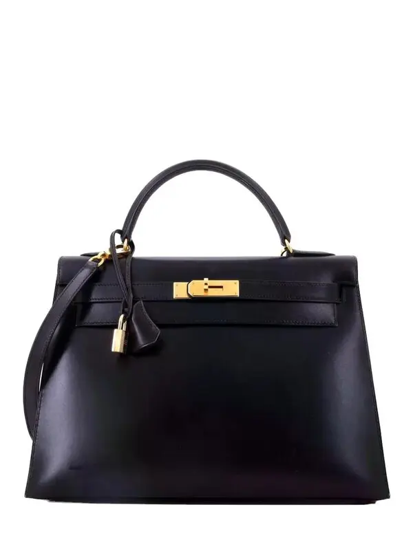 Hermès Kelly Handbag Box Calf With Gold Hardware 32 Satchel - Black