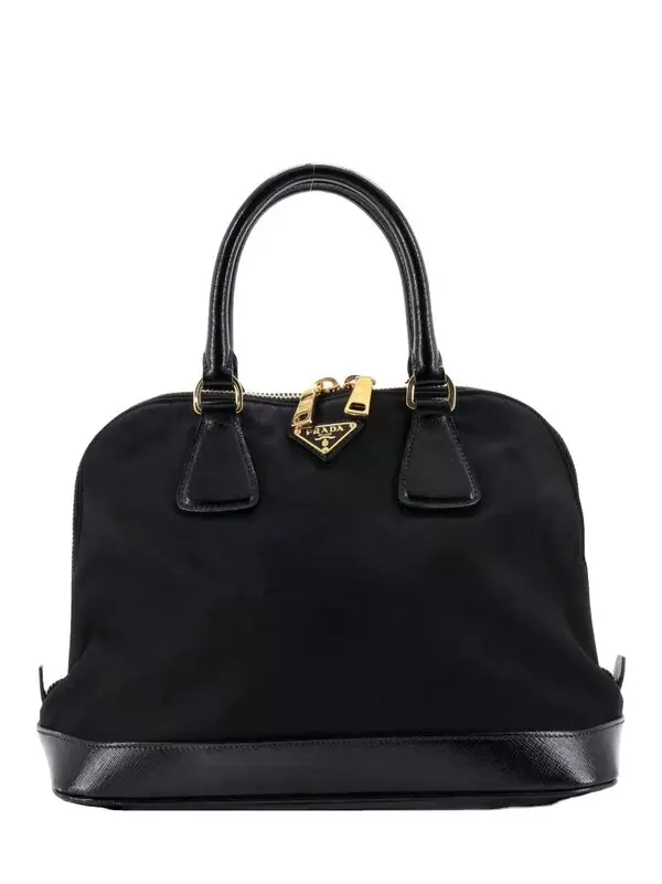 Prada Tessuto And Saffiano Leather Medium Satchel - Black