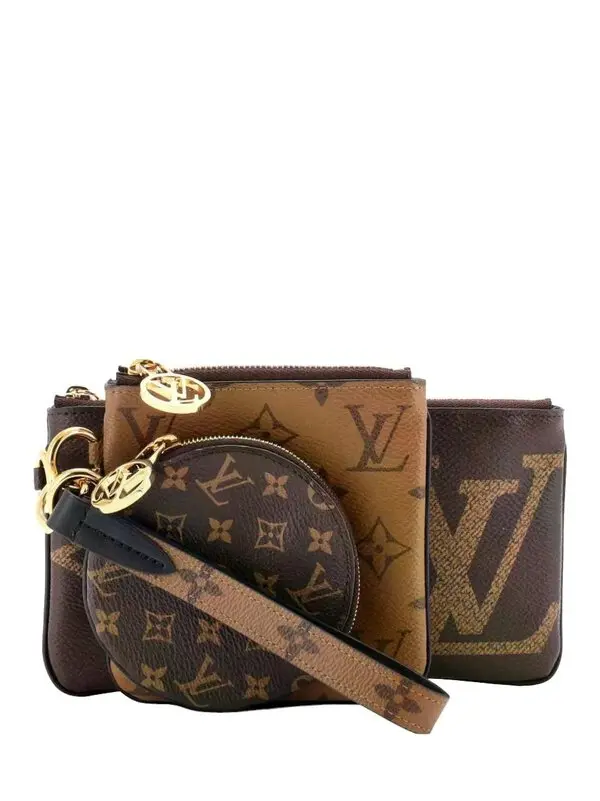 LOUIS VUITTON Trio Pouch Set Reverse Monogram Giant Clutch Bag - Brown
