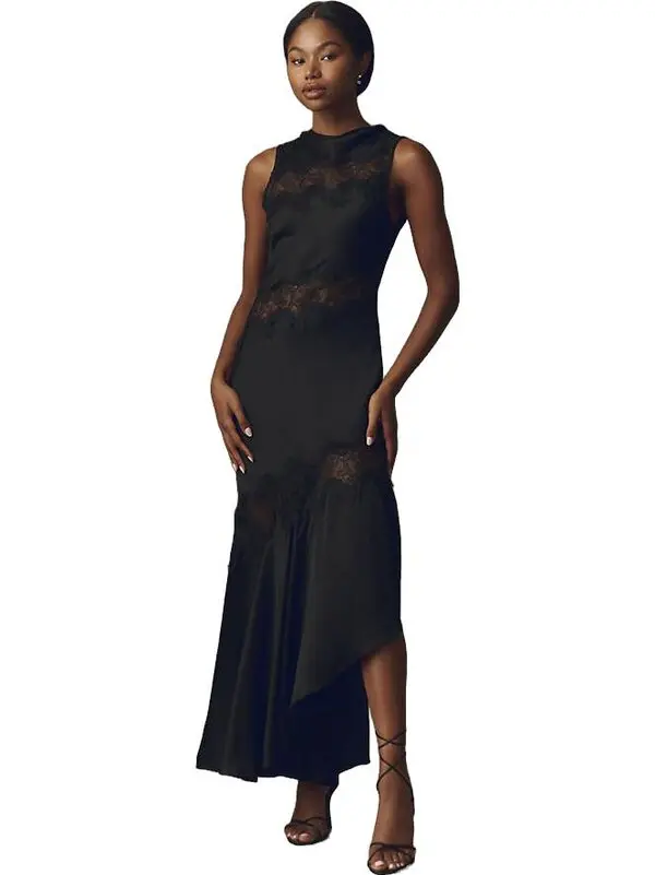 Shona Joy Simona Asymmetrical Panelled Maxi Dress - Black