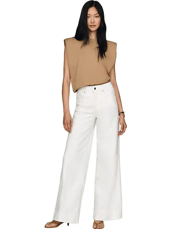 Good American High Rise Wide Leg Palazzo Jeans - Cotton White