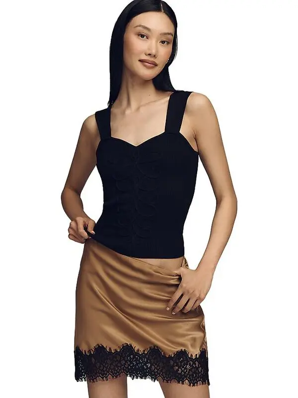 Maeve Icon Sweetheart Knit Tank Top - Black