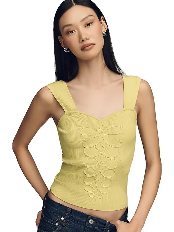 Maeve Icon Sweetheart Knit Tank Top - Chartreuse