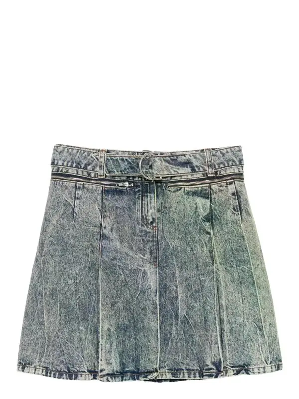 Vaquera Belted Denim Skirt - Blue
