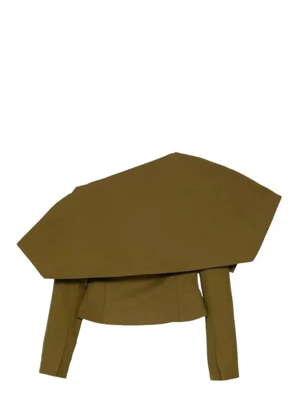 A.W.A.K.E. Mode Khaki Asymmetrical Collar Top - Green