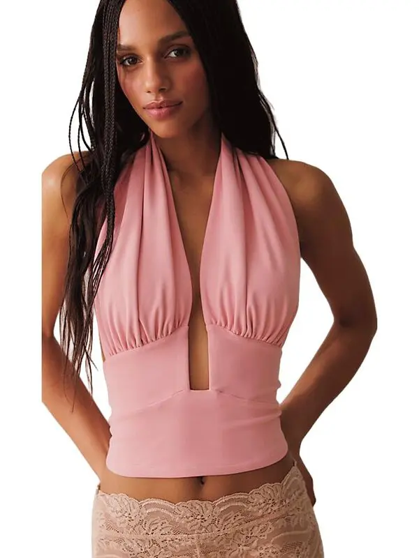 Susana Monaco Gathered Halter Top - Pink Icing