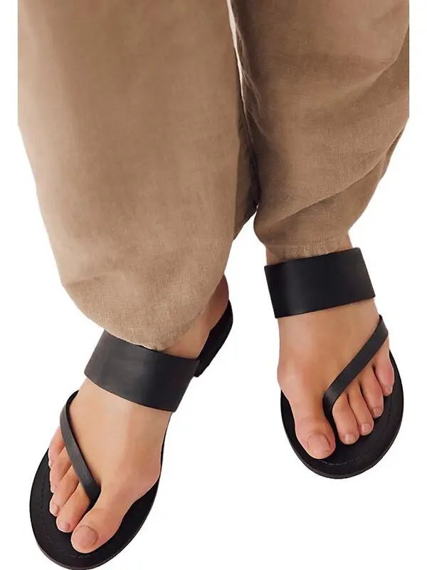 Free People Asymmetric Leather Sandals - Black