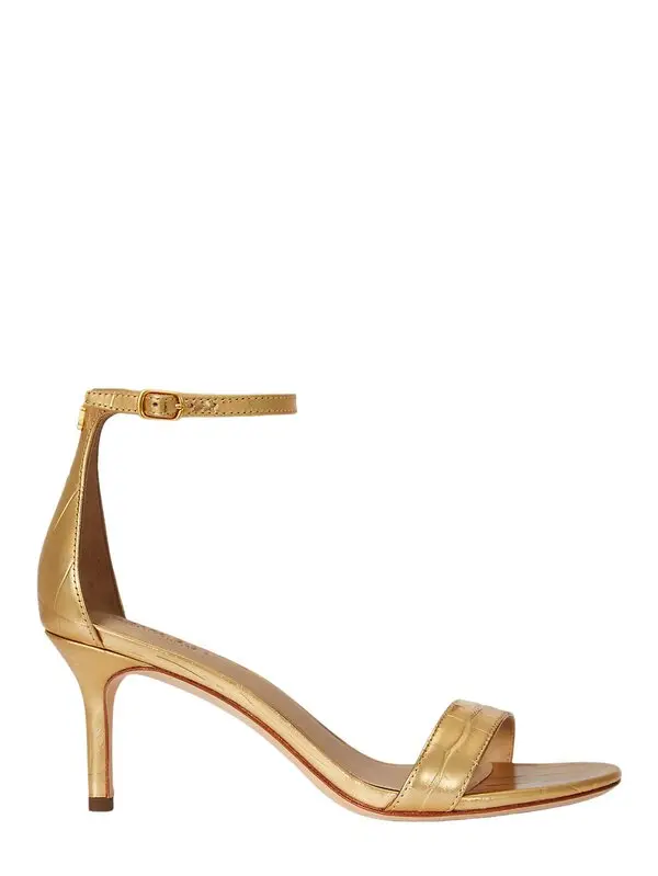 Ralph Lauren Allie Mid-heel Metallic Embossed Sandal - Modern Gold