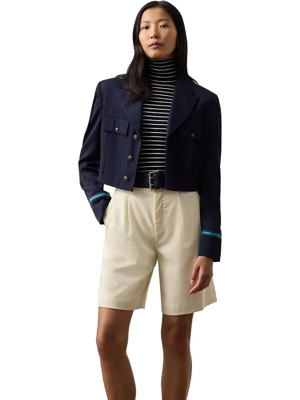 Ralph Lauren Minetta Wool Gabardine Shorts - Lux Cream