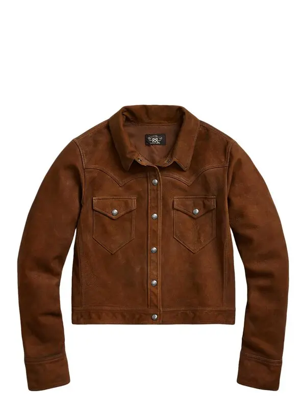 Ralph Lauren Sueded Sheepskin Western Jacket - Medium Brown