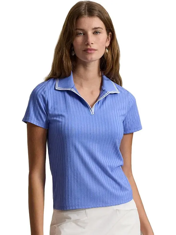 Ralph Lauren Slim Fit Rib-knit Cricket Polo Shirt - Blue Mist