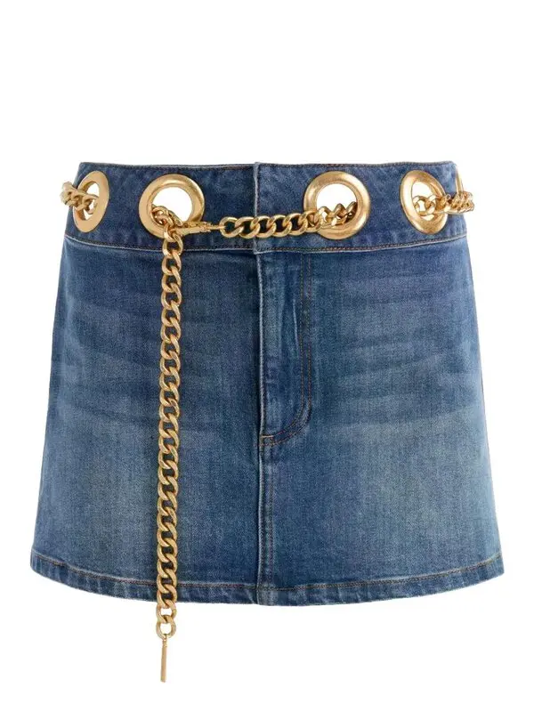 Alice + Olivia Morgana Chain-belt Mini Skirt - Blue